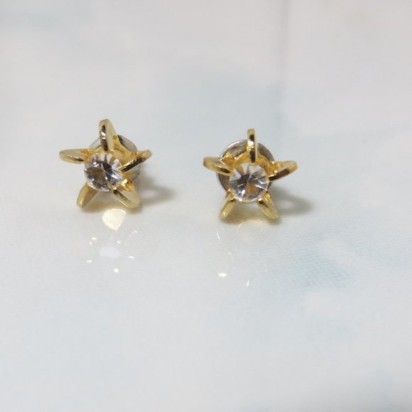 Jewelry | Unique Style Yellow Gold Plate Prong Setting Round Cz Stud ...